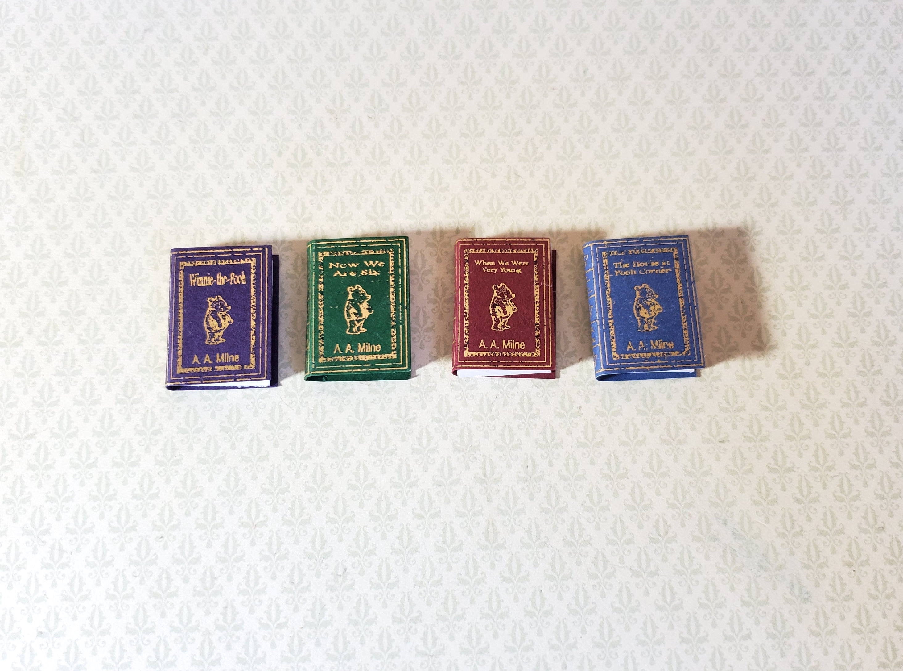 Dollhouse Miniature Book Set x4 Winnie the Pooh 1:12 Scale (blank insi ...