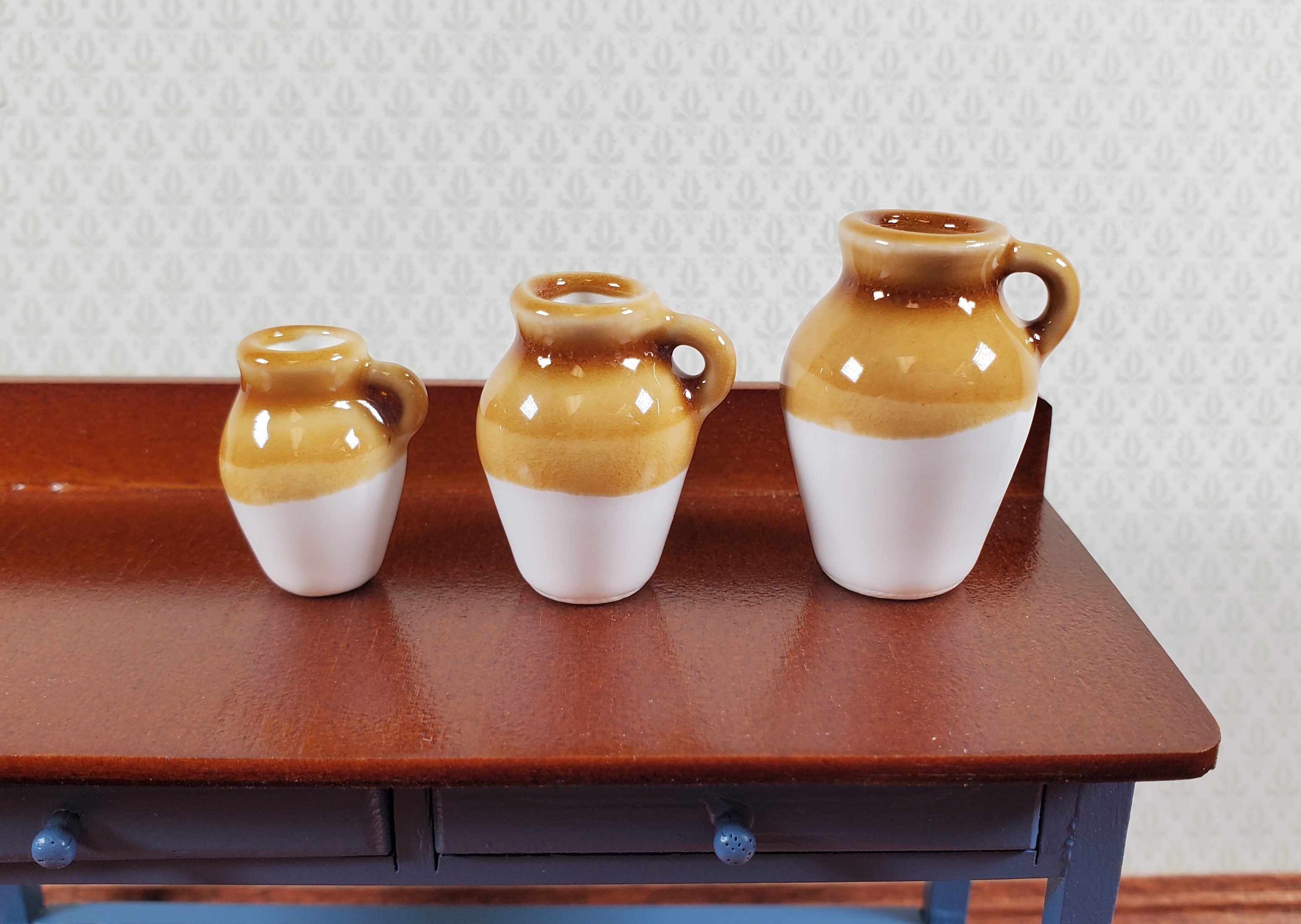Dollhouse Jugs Crocks with Handles Large Set of 3 1:12 Scale Miniature ...