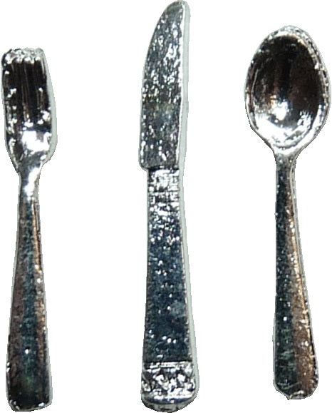 Dollhouse Silver Flatware 1 Place Setting 1:12 Scale Miniature Kitchen ...