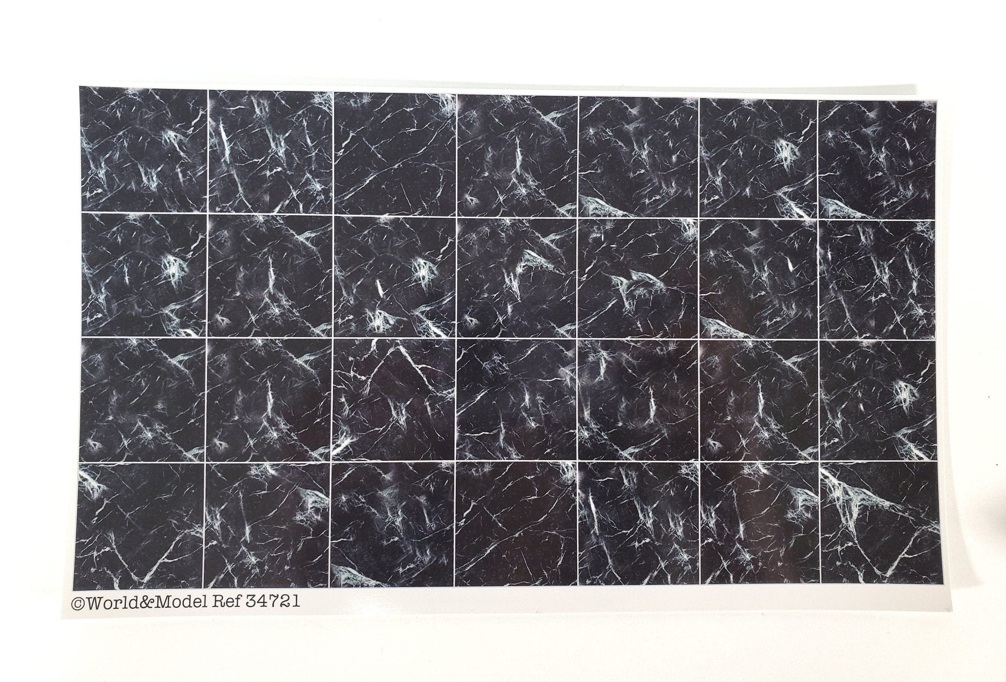 Dollhouse Faux Black Marble Tile Floor Card 1:12 Scale Miniature World ...