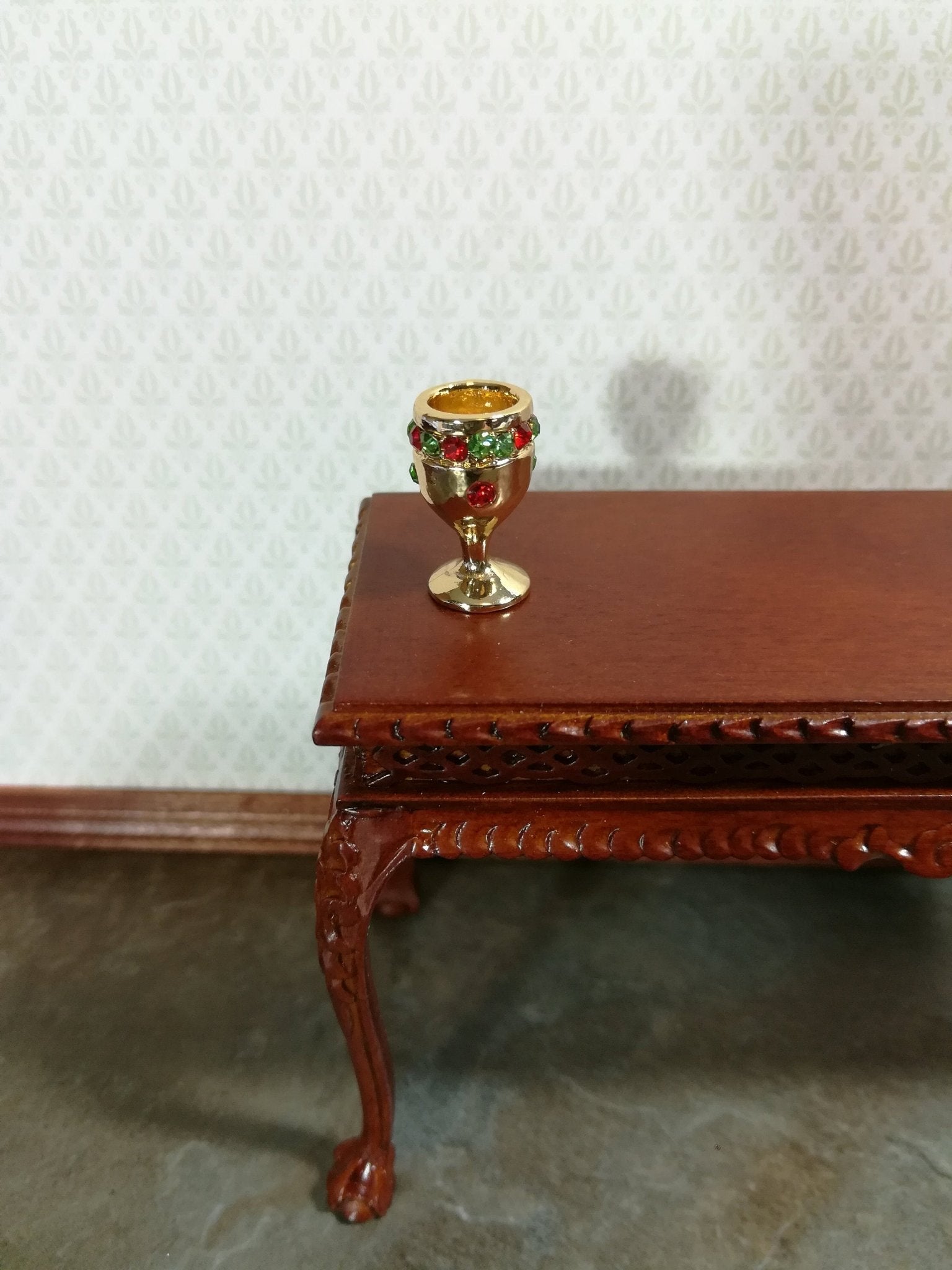 Dollhouse Miniature Chalice Goblet Large "Gold" with Jewels 1:12 Scale ...