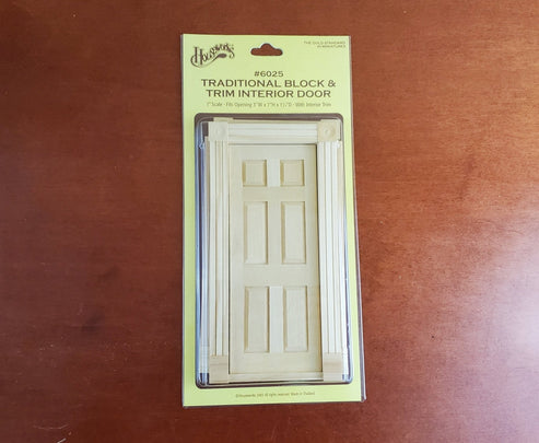 Dollhouse Miniature Door 6 Panel Interior with Head Blocks 1:12 Scale ...