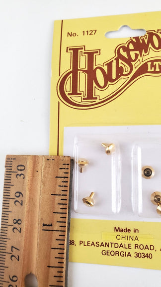 Dollhouse Miniature Tiny Gold Brass Knobs for Door or Drawer Pulls Set ...