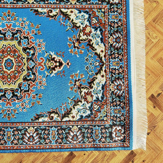 Dollhouse Rug Woven Fabric Large Bright Blue 9" x 6" 1:12 Scale ...
