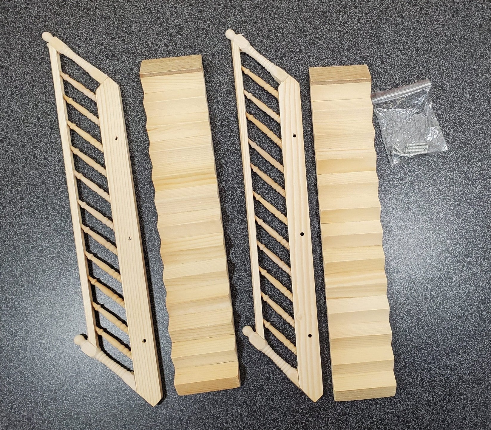 Dollhouse Stairs 2 Sets with Assembled Railing SMALL Narrow 1:12 Scale ...
