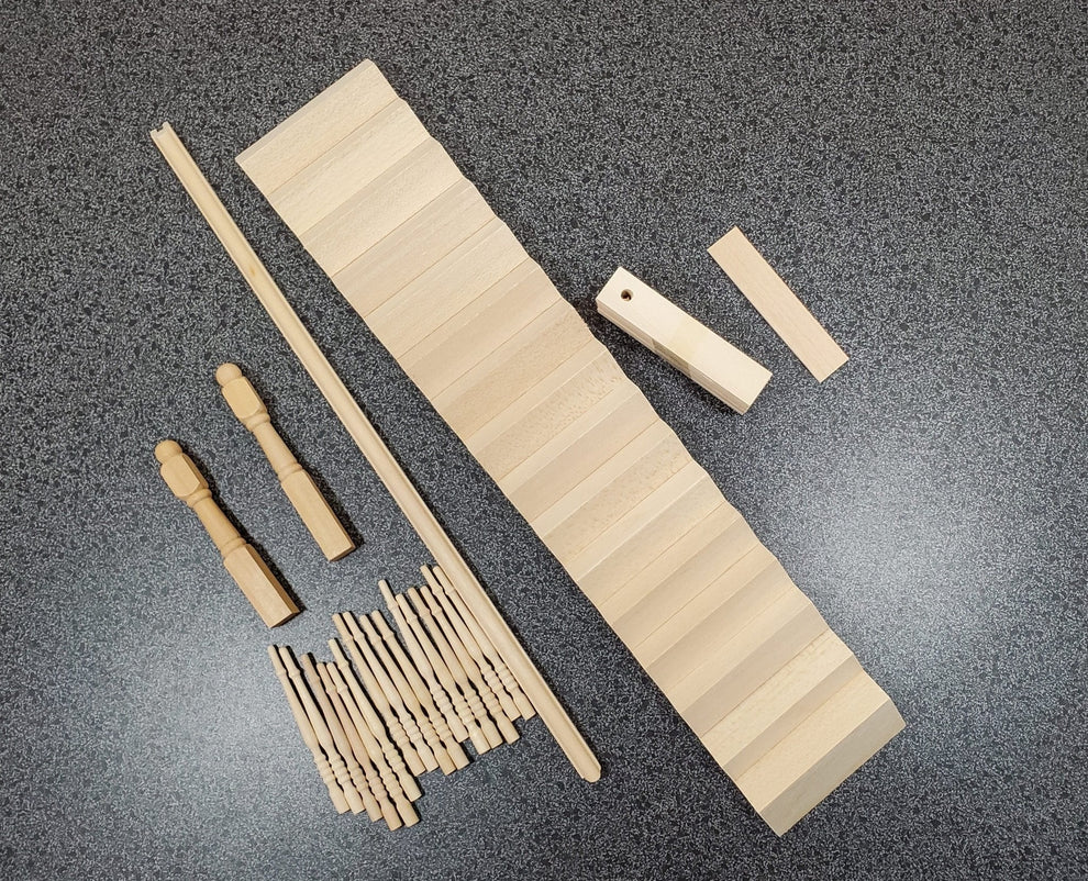 Dollhouse Stairs Stairway Kit Deluxe with Handrail DIY 1:12 Scale ...