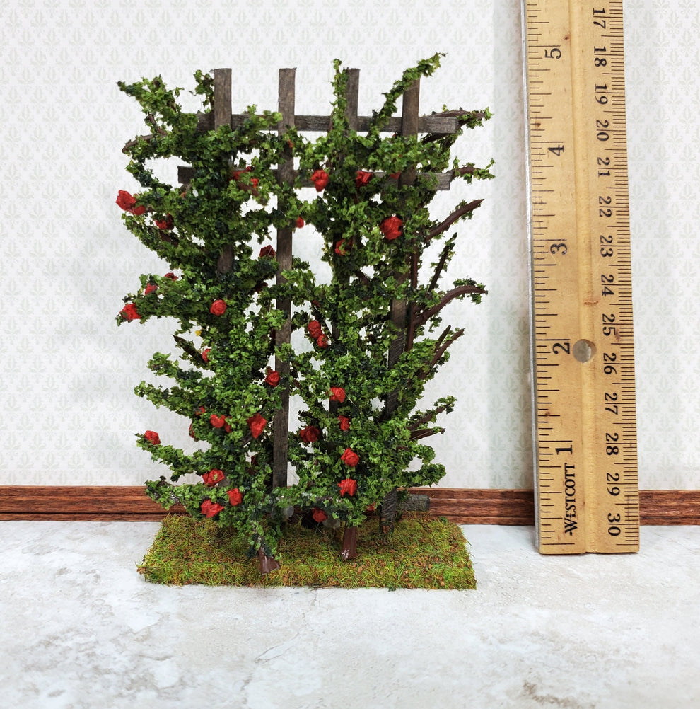 Dollhouse Climbing Roses on Trellis Red Flowering Shrub 1:12 Scale Min ...
