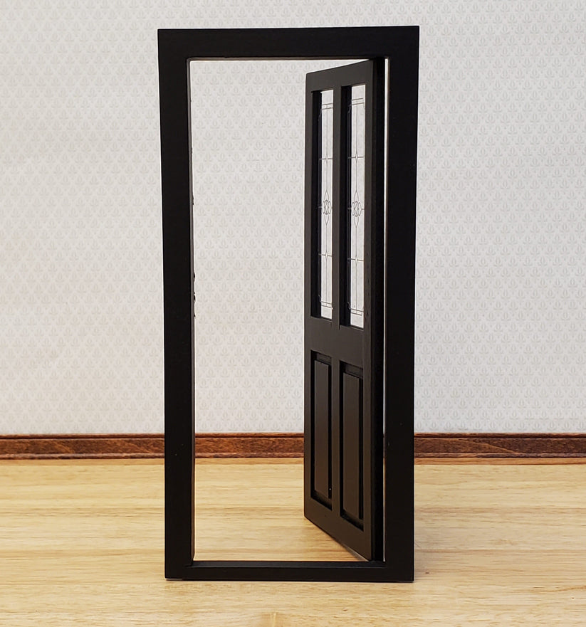 Dollhouse Door Exterior Front Door with Windows BLACK 1:12 Scale Minia ...